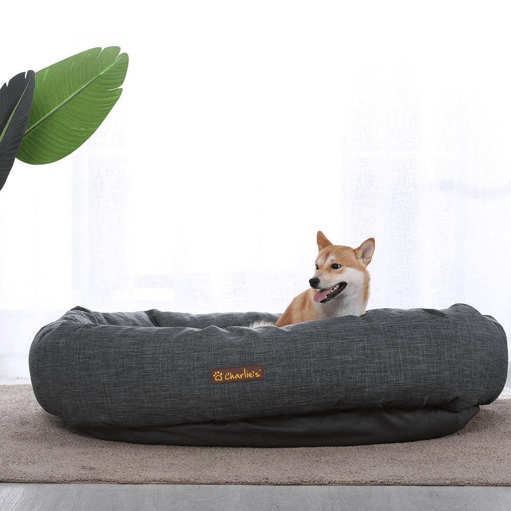 Charlie's The Great Dane Bed with Bolster Round - Grey – Sleepcraft